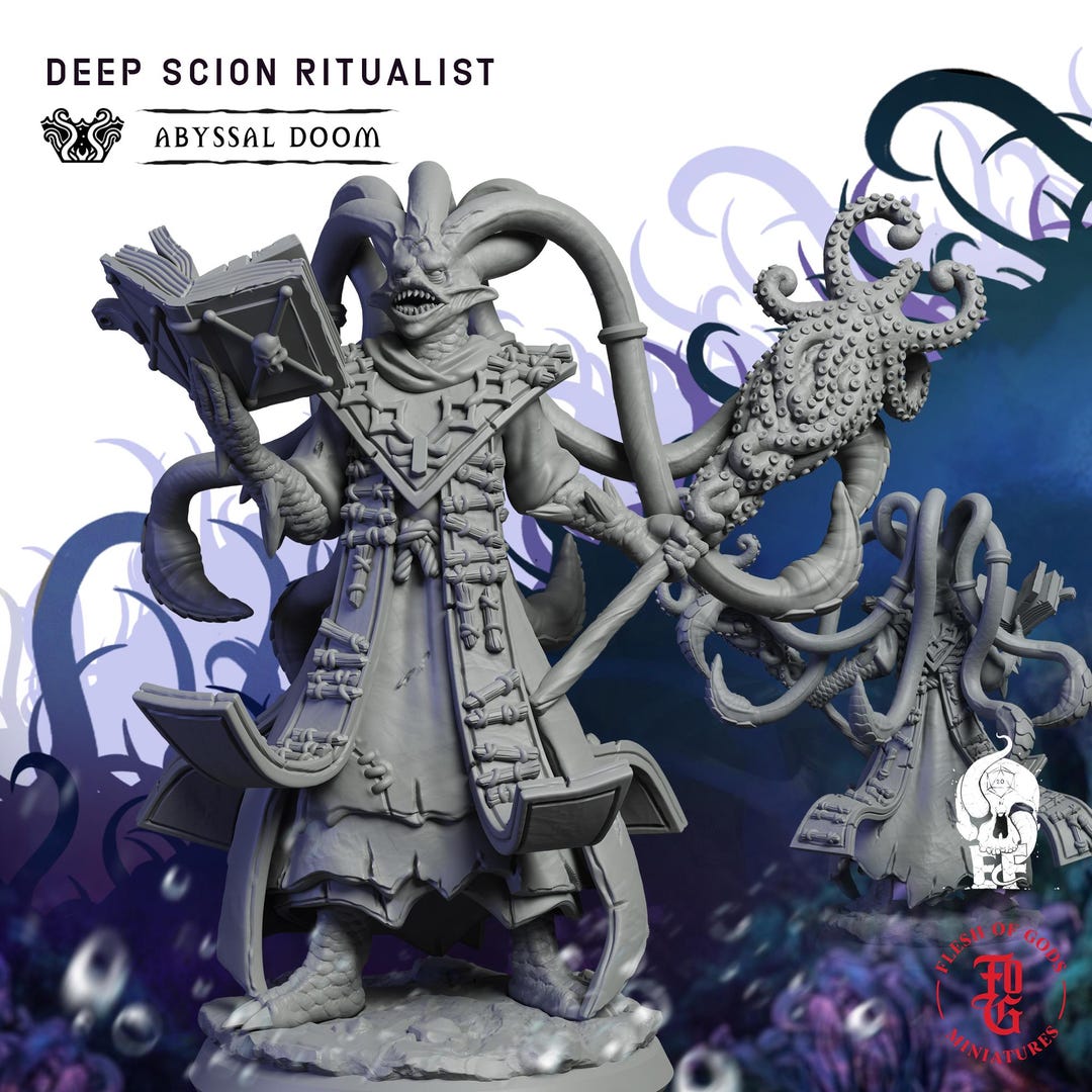 Deep Scion Ritualist| Fantasy Tabletop Miniature - 28MM - 100MM ...