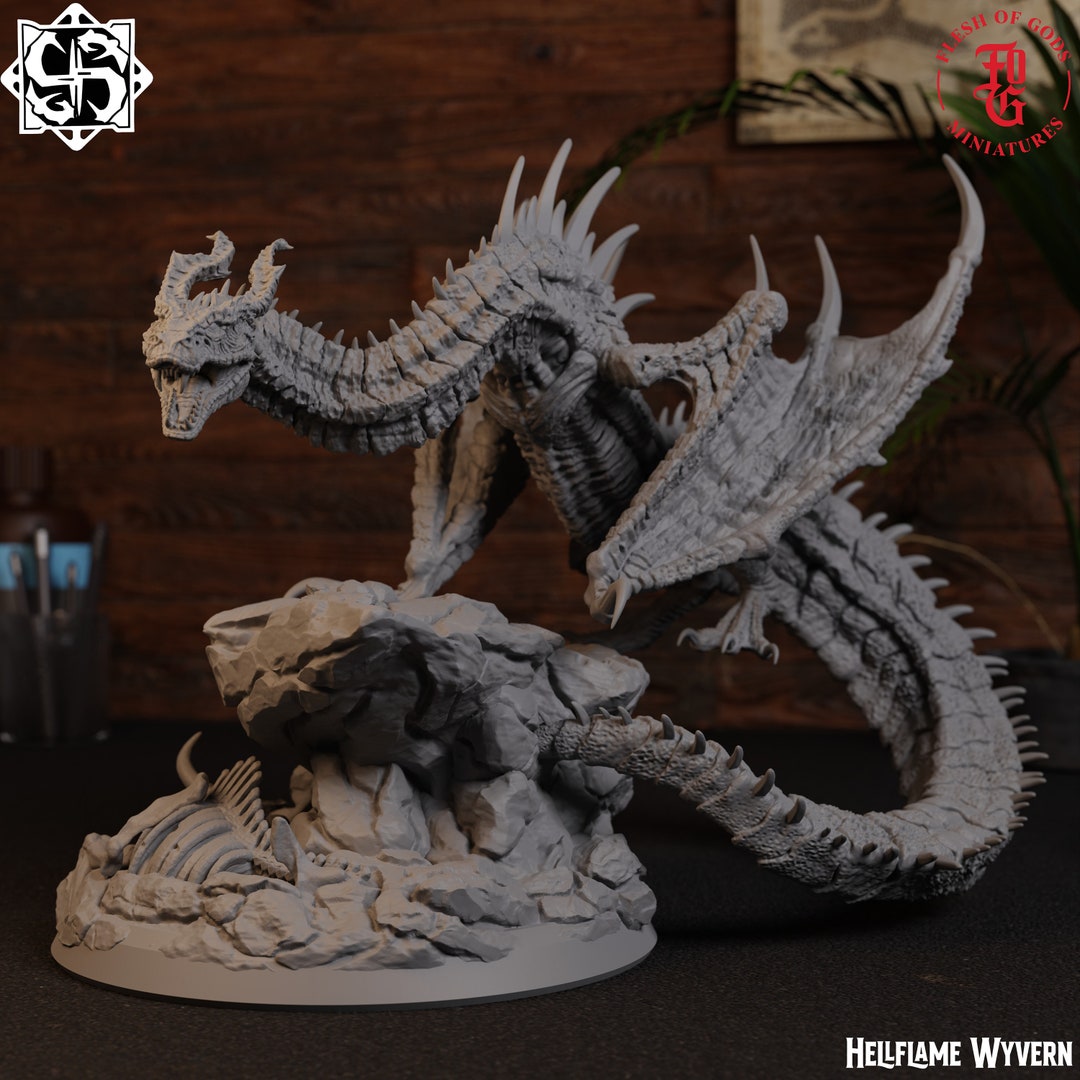 Hellflame Wyvern Fantasy Tabletop Miniature 28MM 54MM Dungeons and ...