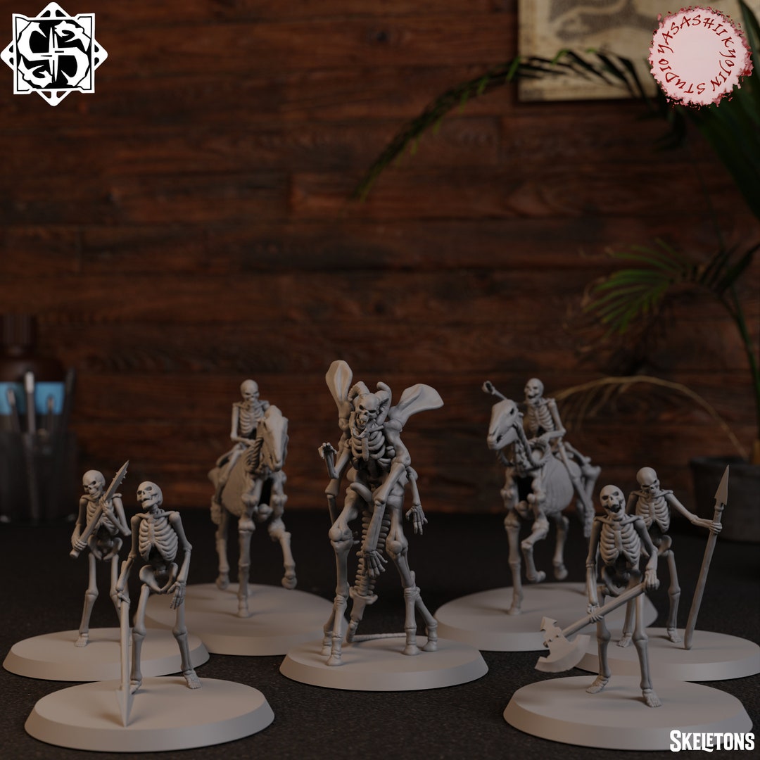 Skeleton Horde 3D Printed Fantasy Tabletop Miniatures 28MM 100MM ...
