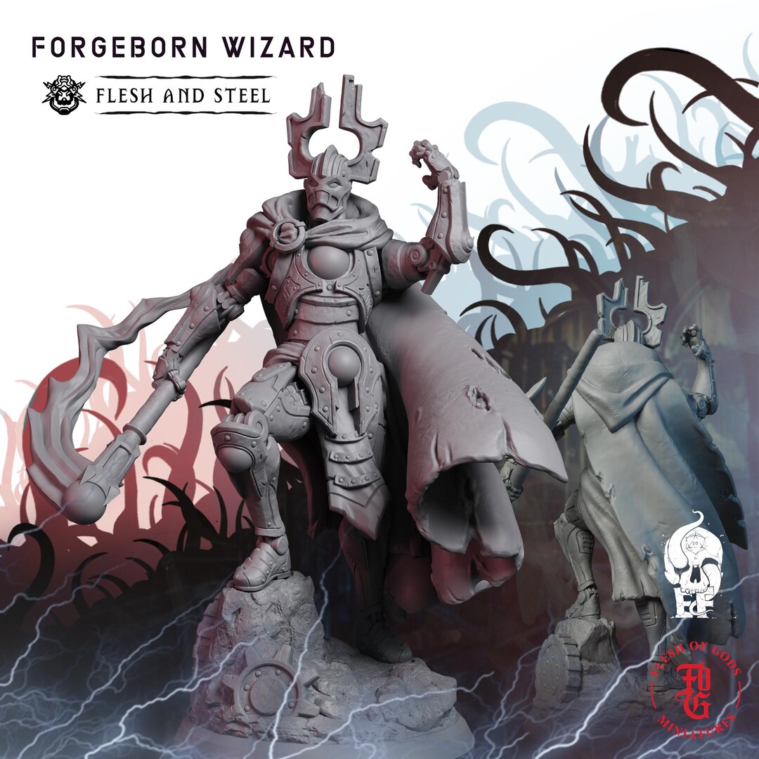 Forgeborn Wizard | Fantasy Tabletop Miniature - 28MM - 100MM | Dungeons ...