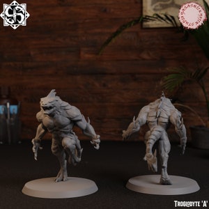 Troglodytes 3D Printed Fantasy Tabletop Miniatures 28MM 100MM Dungeons ...