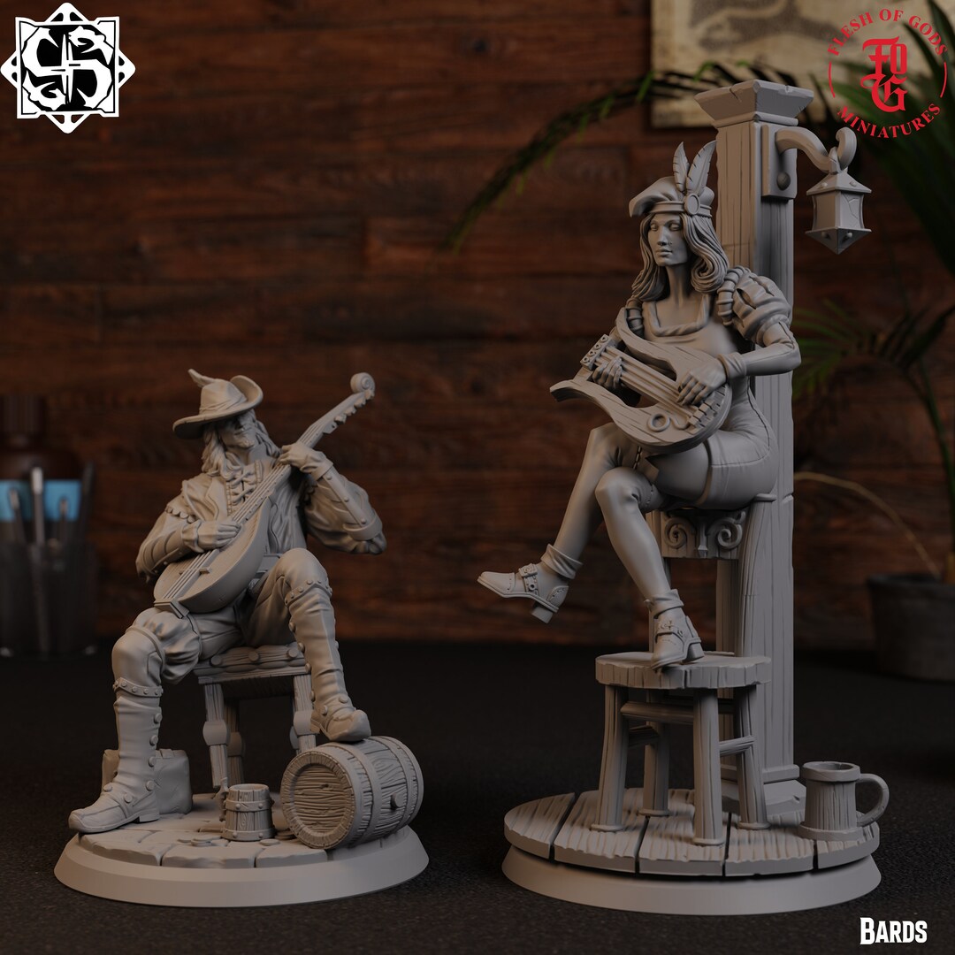 Bards Fantasy Tabletop Miniature 28MM 100MM Dungeons and Dragons DND ...