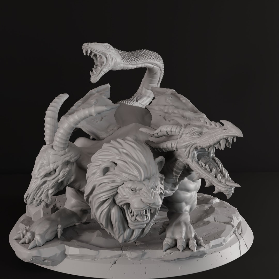 Chimera 3D Printed Fantasy Tabletop Miniature 28MM 54MM - Etsy