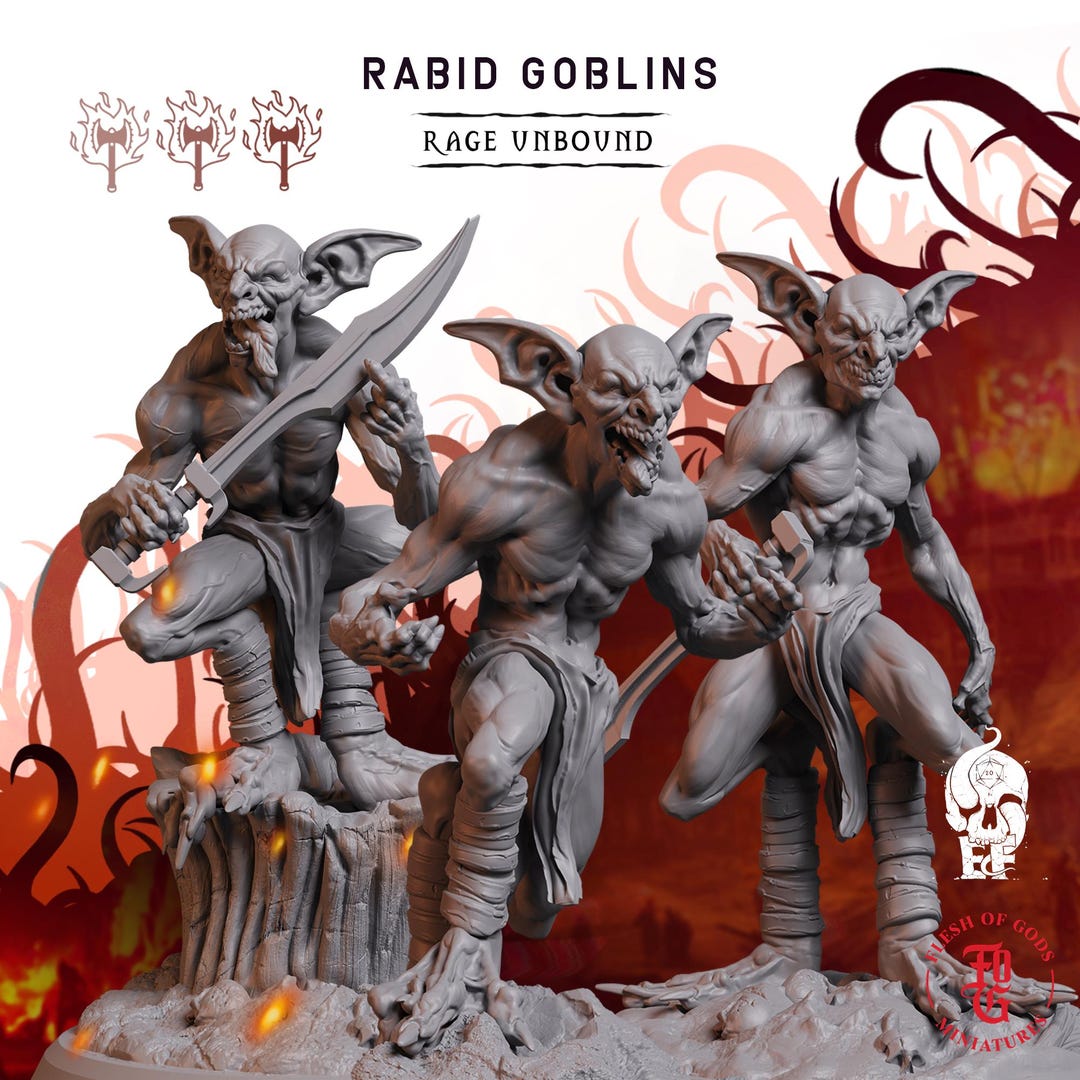 Rabid Goblins | Fantasy Tabletop Miniatures - 28MM - 100MM | Dungeons ...