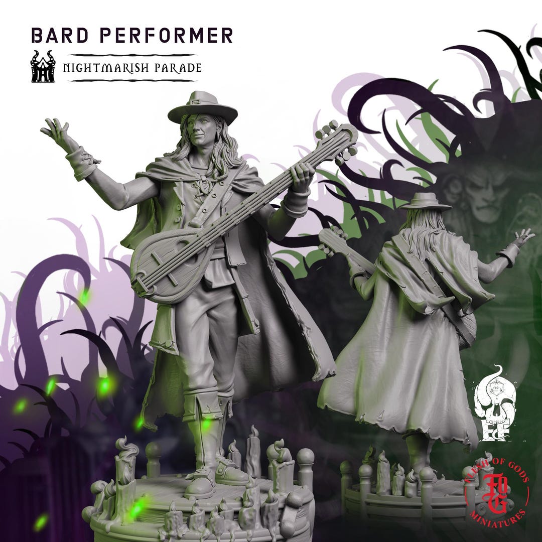 Bard Performer | Fantasy Tabletop Miniature - 28MM - 100MM | Dungeons ...
