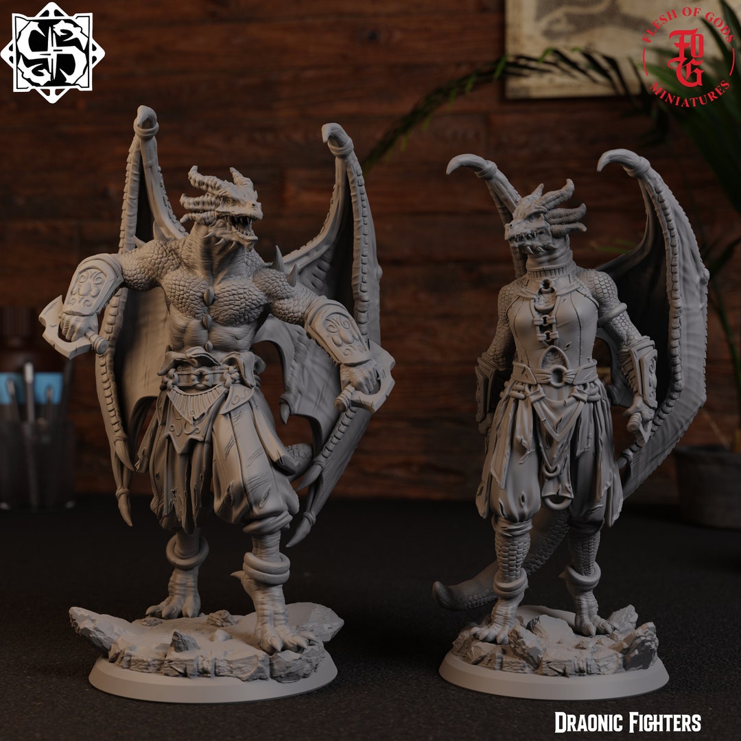 Draconian Fighters | 3D Printed Fantasy Tabletop Miniatures - 28MM ...