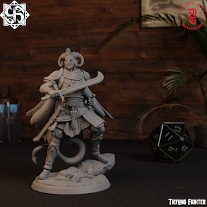 Tiefling Fighter | Fantasy Tabletop Miniature - 28MM - 100MM | Dungeons ...