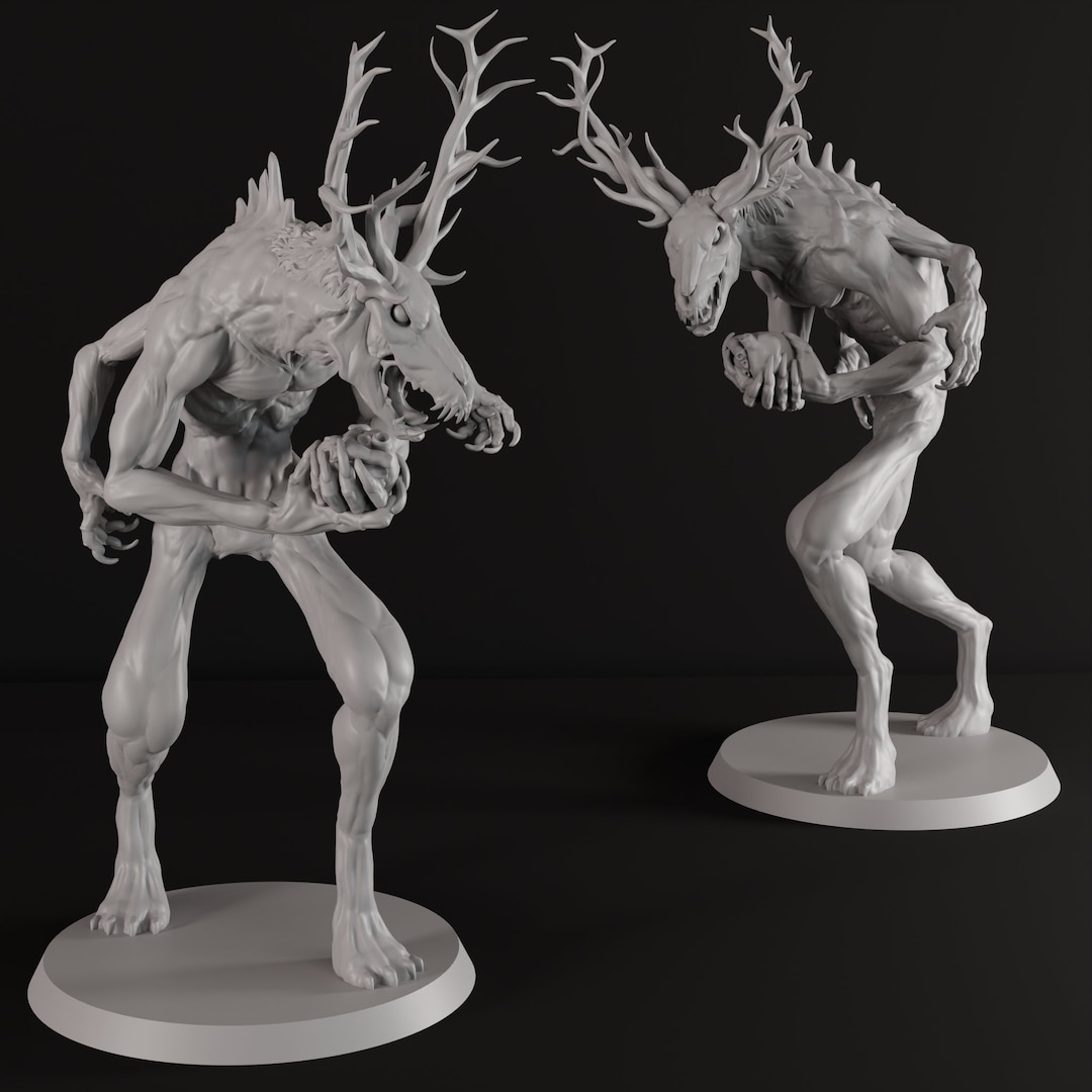 Wendigo 3D Printed Fantasy Tabletop Miniature 28MM 100MM Dungeons and ...