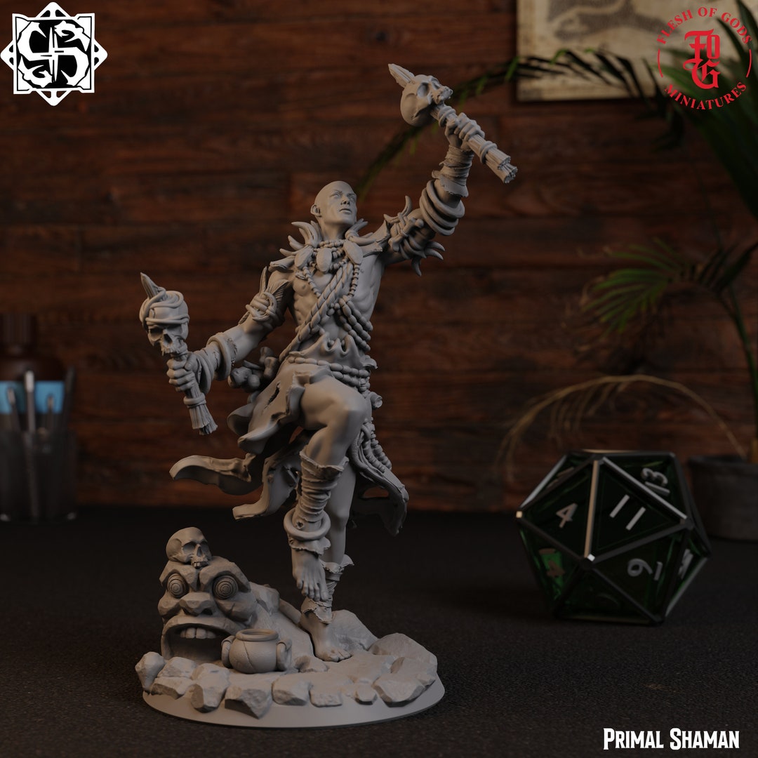 Primal Shaman Fantasy Tabletop Miniature 28MM 100MM Dungeons and ...