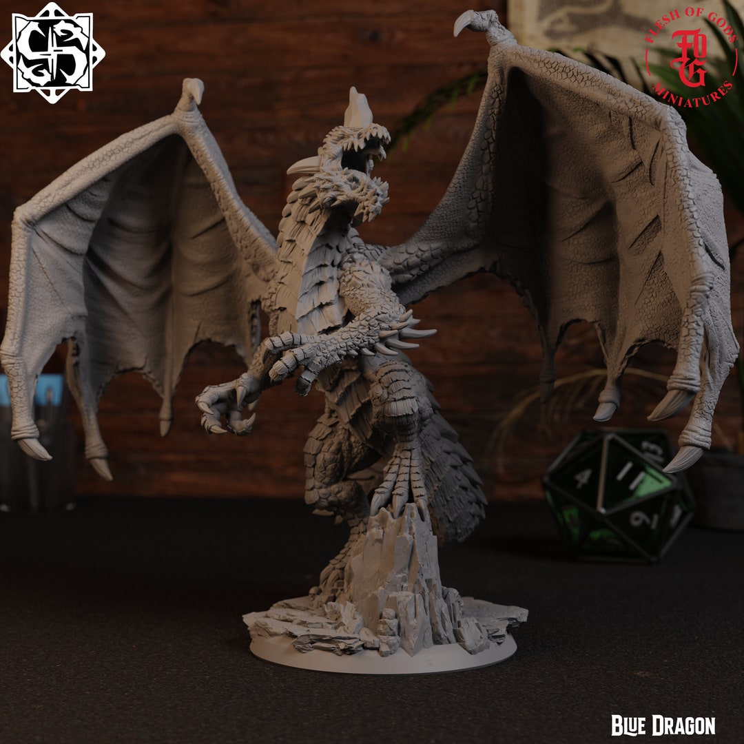 Blue Dragon | 3D Printed Fantasy Tabletop Miniature - 28MM - 54MM ...