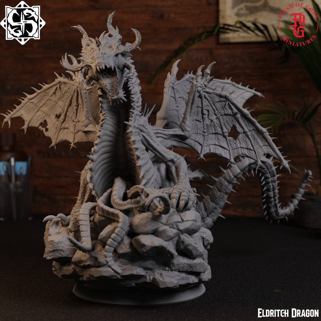Eldritch Dragon | 3D Printed Fantasy Tabletop Miniature - 28MM - 36MM | Dungeons and Dragons DND ...