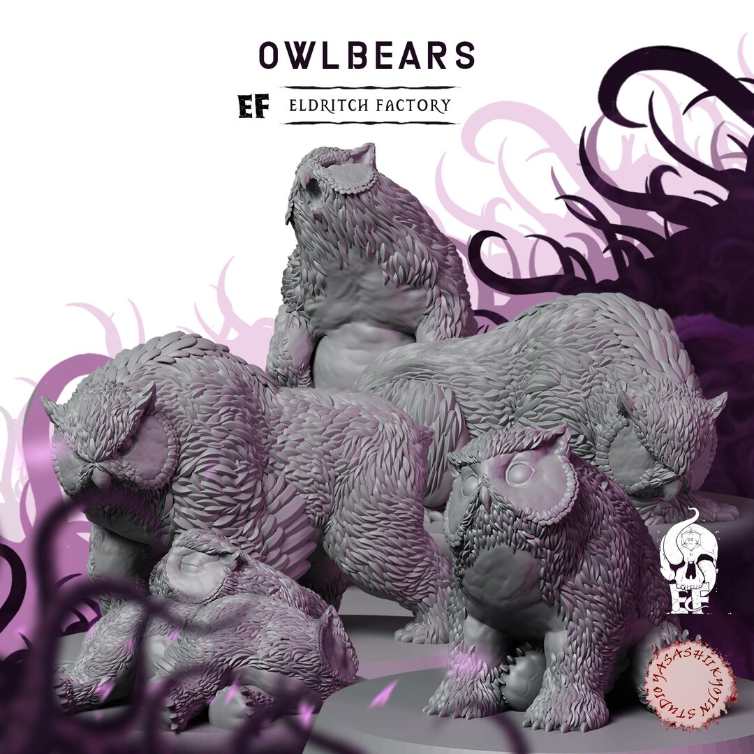 Owlbears | 3D Printed Fantasy Tabletop Miniatures - 28MM - 100MM| Dungeons and Dragons DND - Etsy