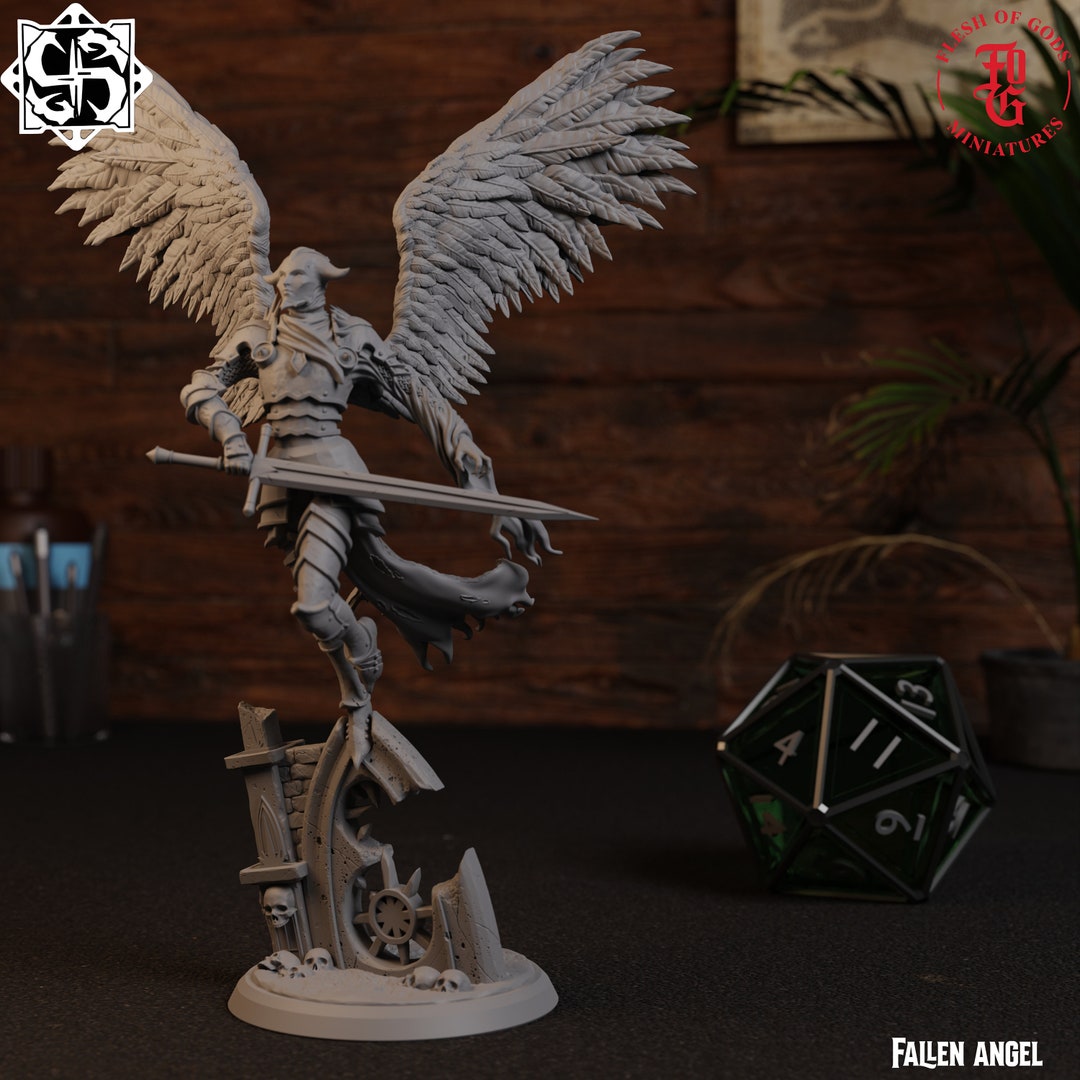 Fallen Angel Fantasy Tabletop Miniature 28MM 100MM Dungeons and Dragons ...