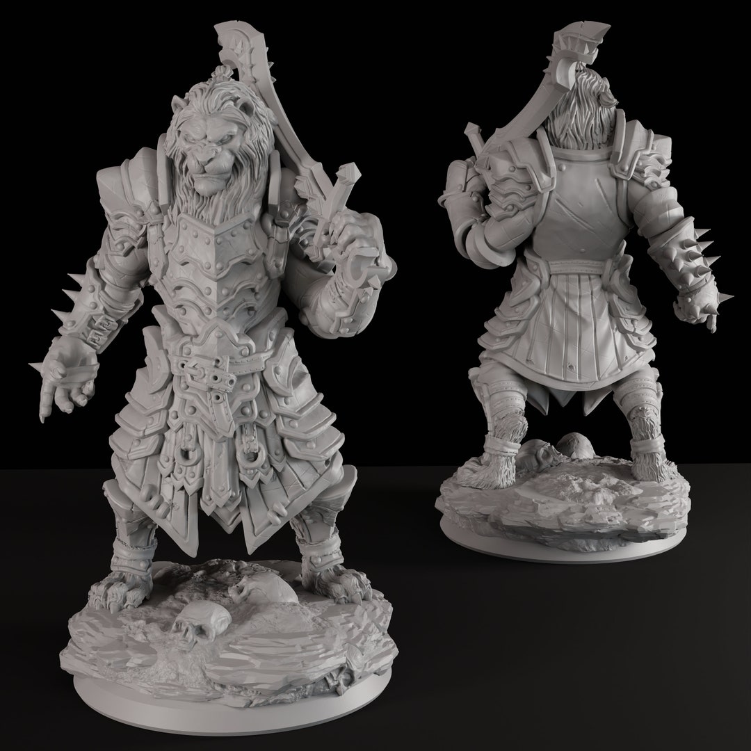 Leonin Knight Fantasy Tabletop Miniature 28MM 100MM - Etsy