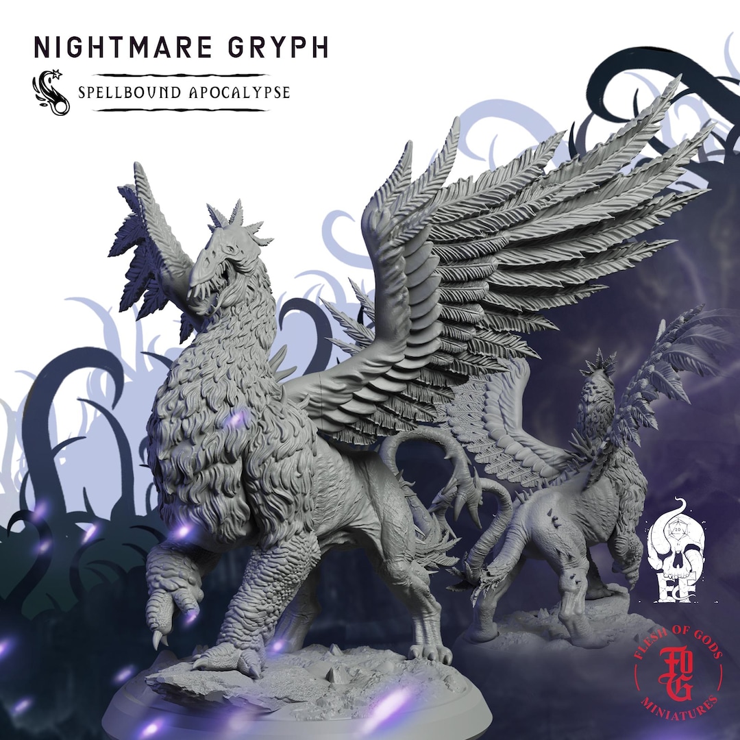 Nightmare Gryph | Fantasy Tabletop Miniature - 28MM - 54MM | Dungeons ...