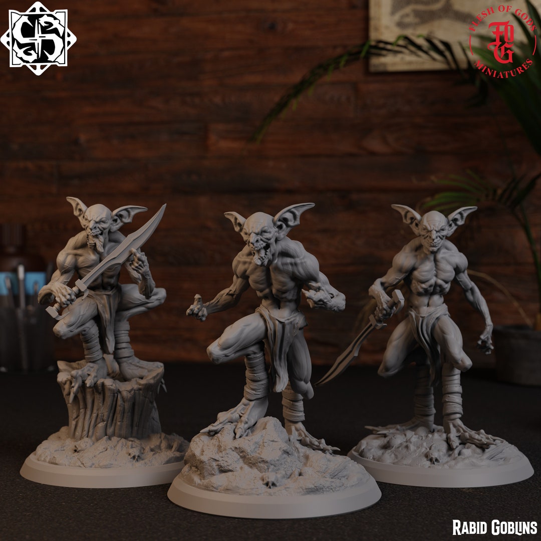 Rabid Goblins Fantasy Tabletop Miniatures 28MM 100MM Dungeons and ...
