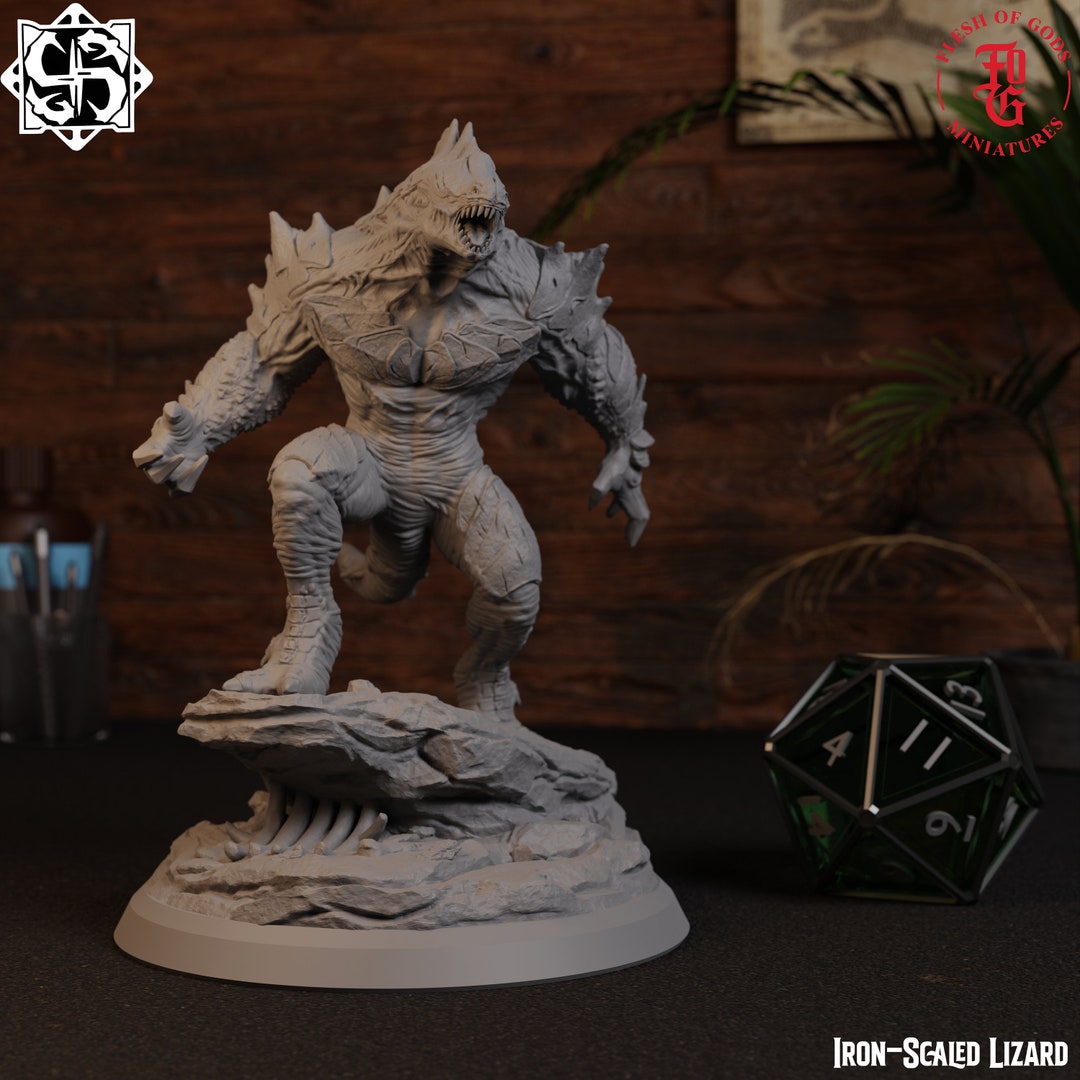 Iron-scaled Lizard | Fantasy Tabletop Miniature - 28MM - 85MM ...