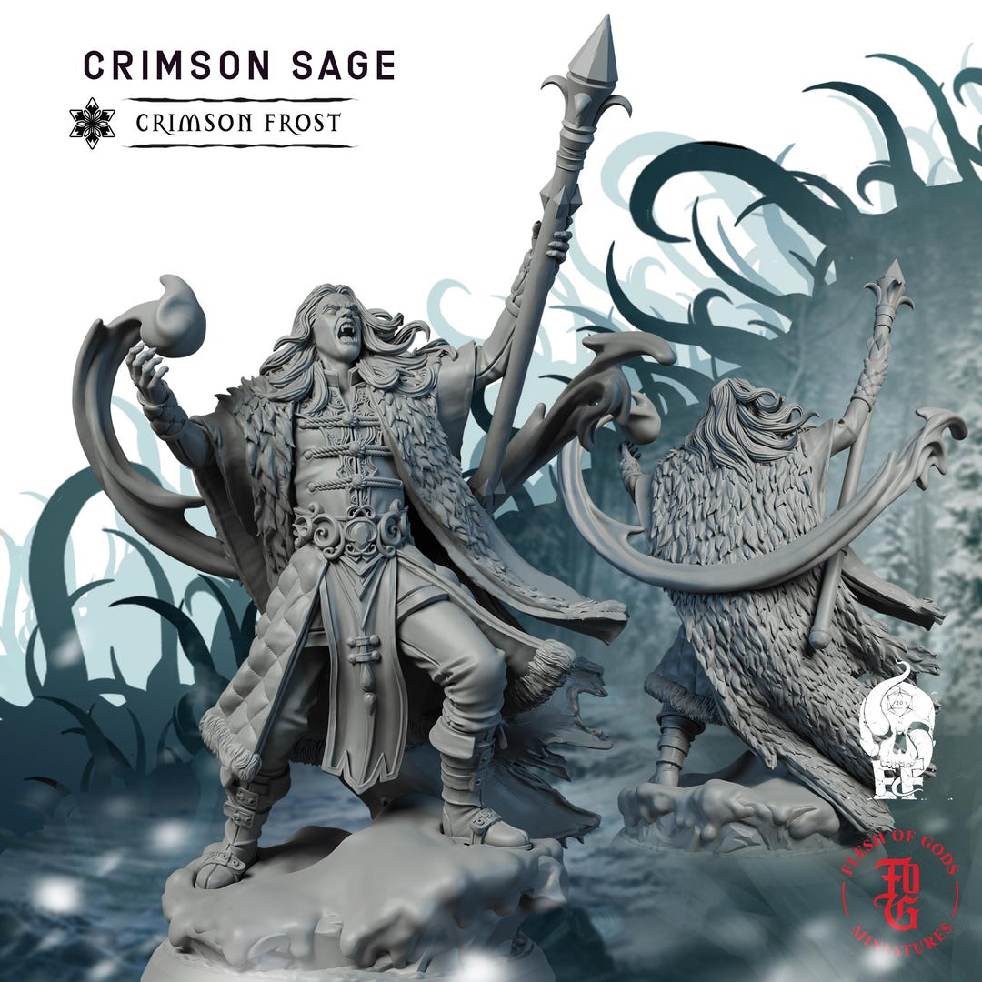 Crimson Sage | Fantasy Tabletop Miniature - 28MM - 100MM | Dungeons and ...