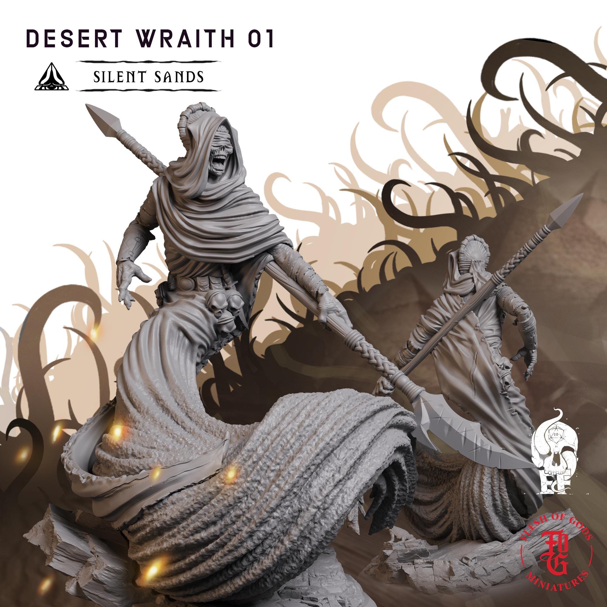 Desert Wraiths | 3D Printed Fantasy Tabletop Miniatures - 28MM - 100MM ...