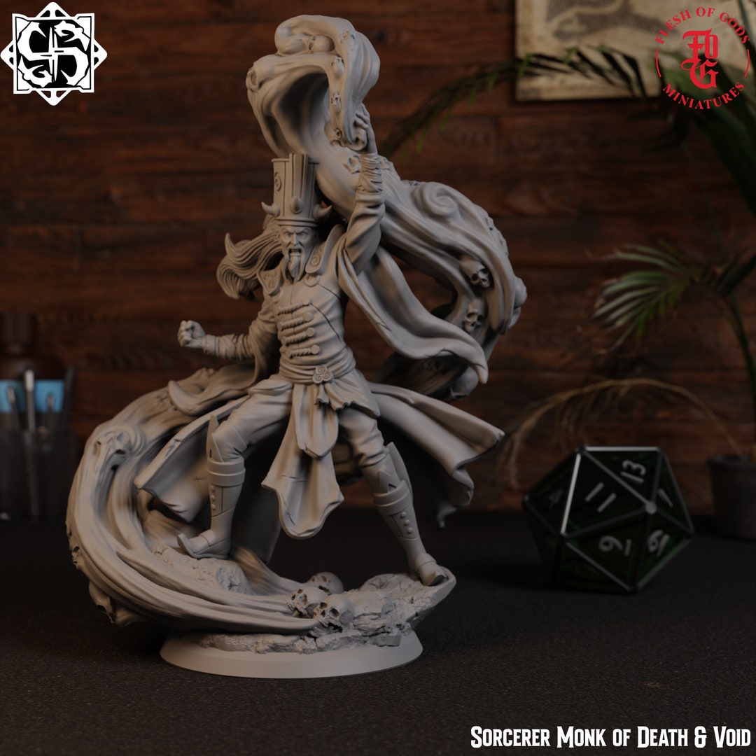 Sorcerer Monk of Death & Void Fantasy Tabletop Miniature 28MM 100MM ...