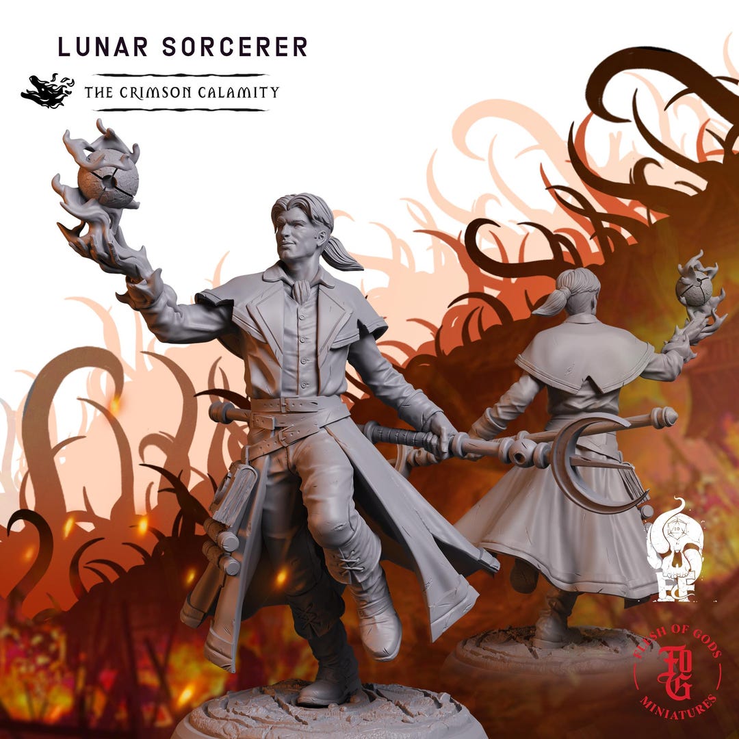 Lunar Sorcerer | Fantasy Tabletop Miniature - 28MM - 100MM | Dungeons ...