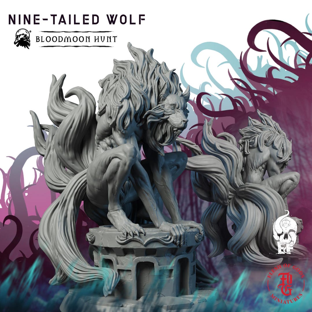 Nine-tailed Wolf | Fantasy Tabletop Miniature - 28MM - 40MM | Dungeons ...