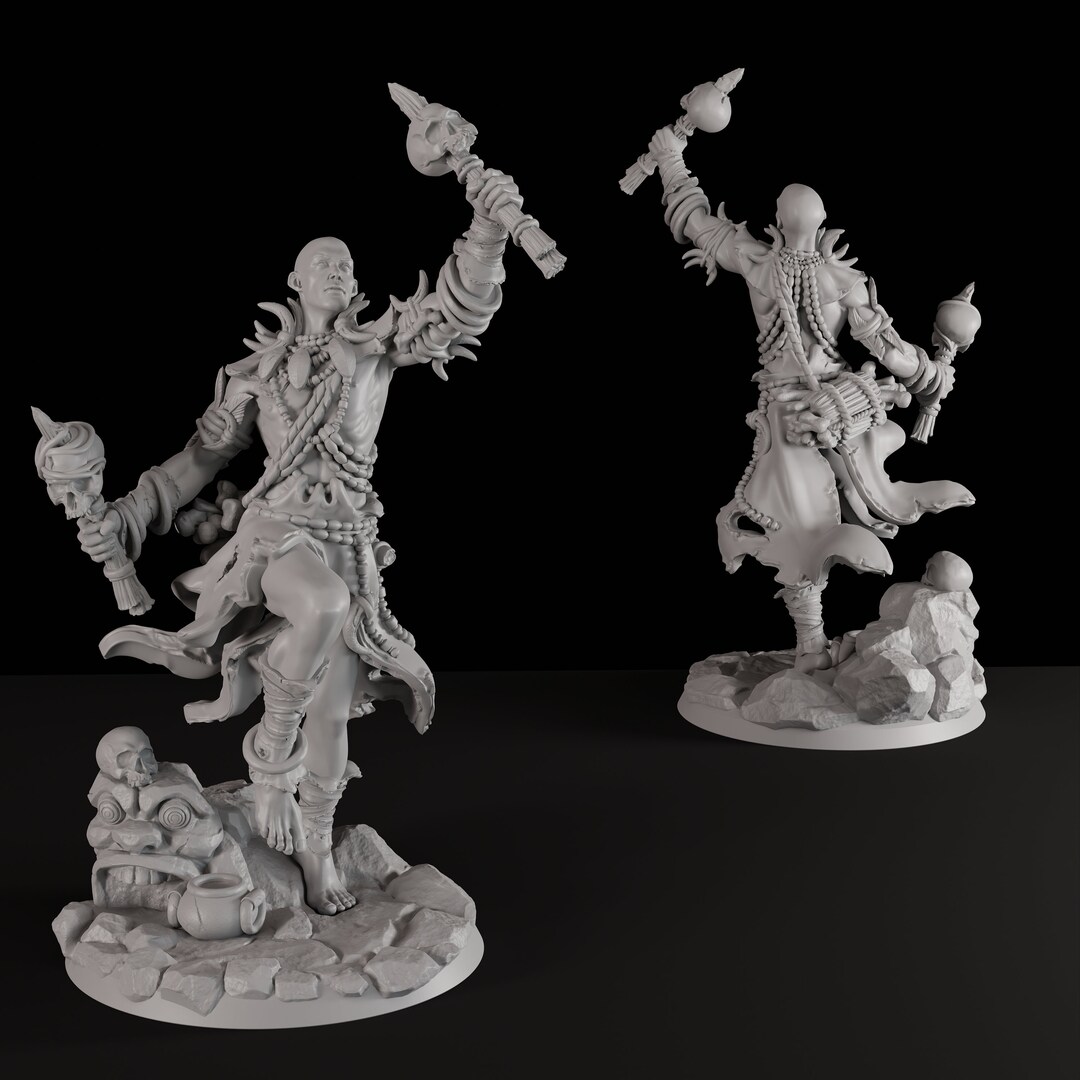 Primal Shaman Fantasy Tabletop Miniature 28MM 100MM Dungeons and ...