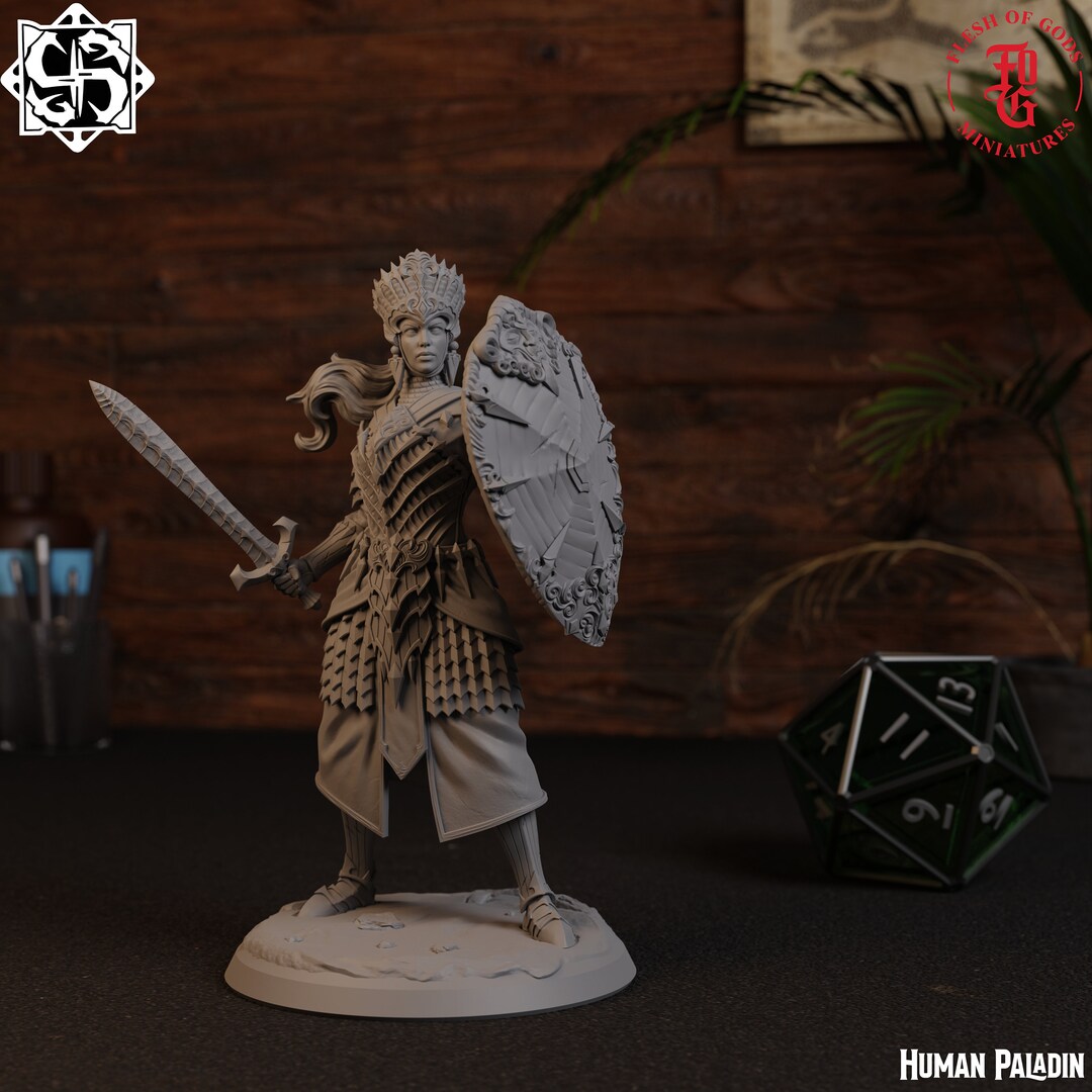 Human Paladin Fantasy Tabletop Miniature 28MM 100MM Dungeons and ...