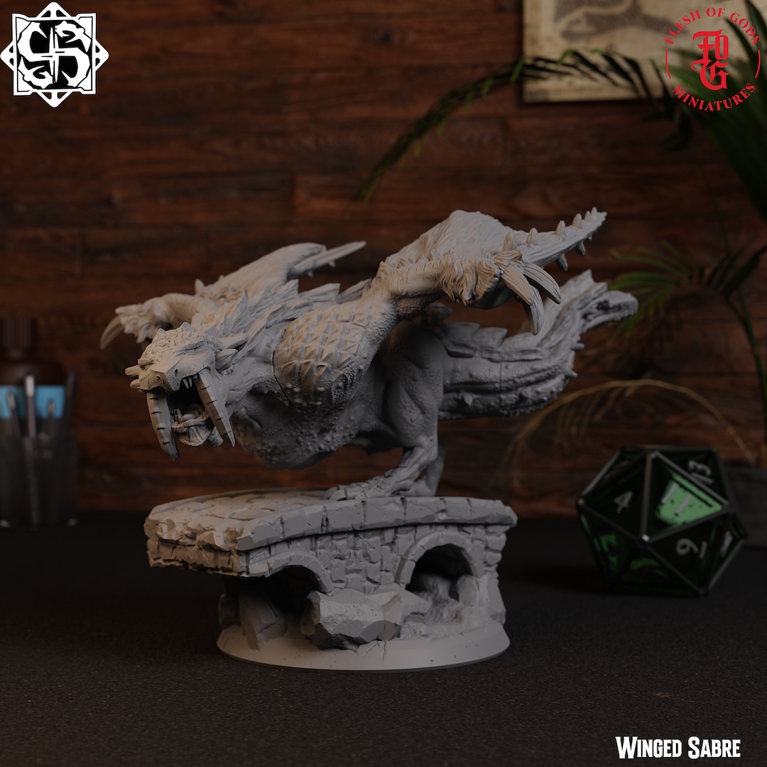 Winged Sabre Fantasy Tabletop Miniature 28MM 45MM Dungeons and Dragons ...