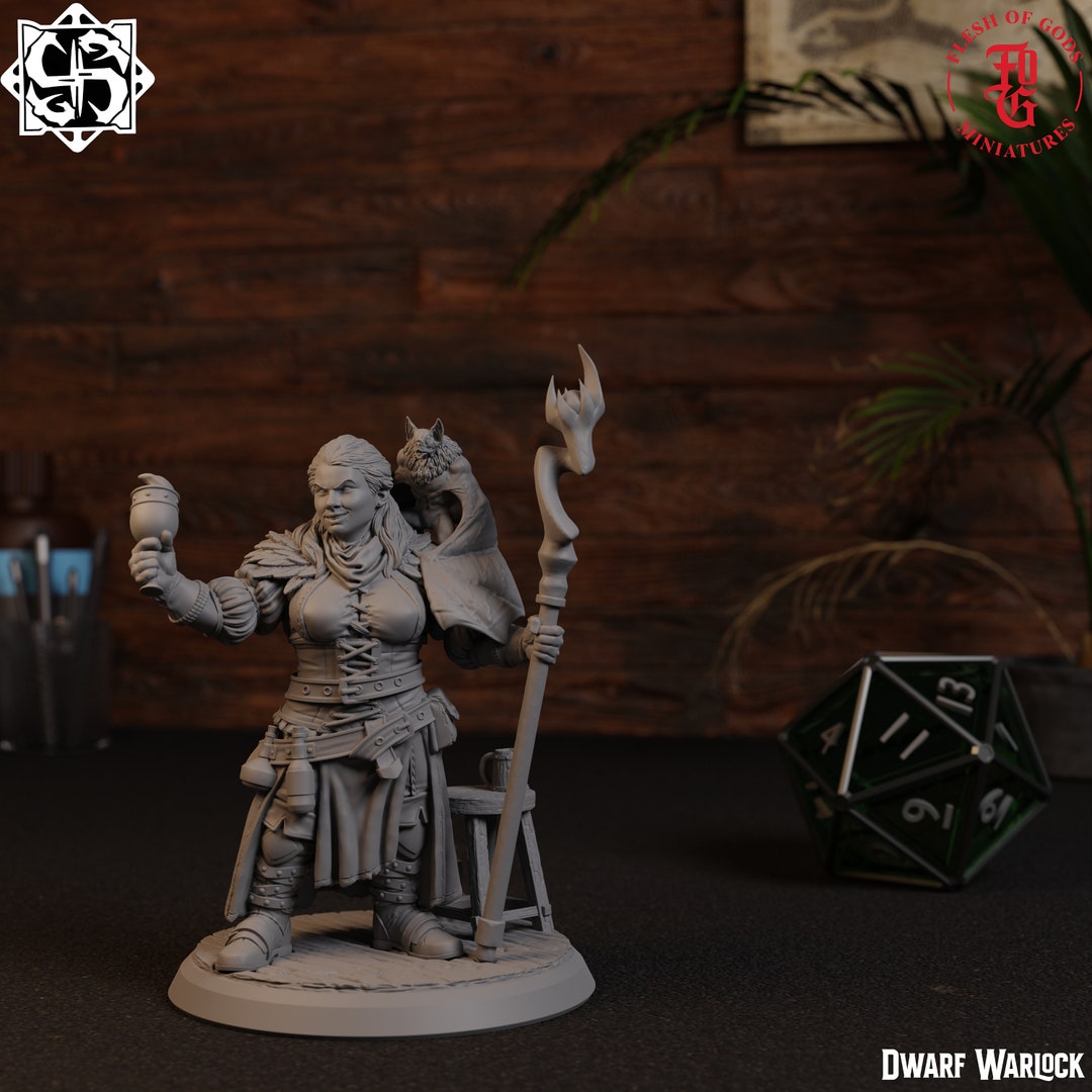 Dwarf Warlock Fantasy Tabletop Miniature 28MM 100MM Dungeons and ...