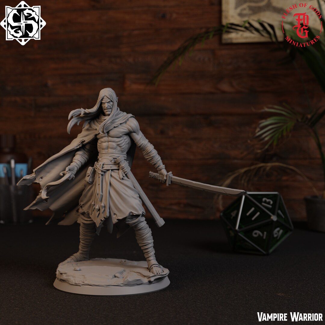 Vampire Warrior Fantasy Tabletop Miniature 28MM 100MM Dungeons and ...