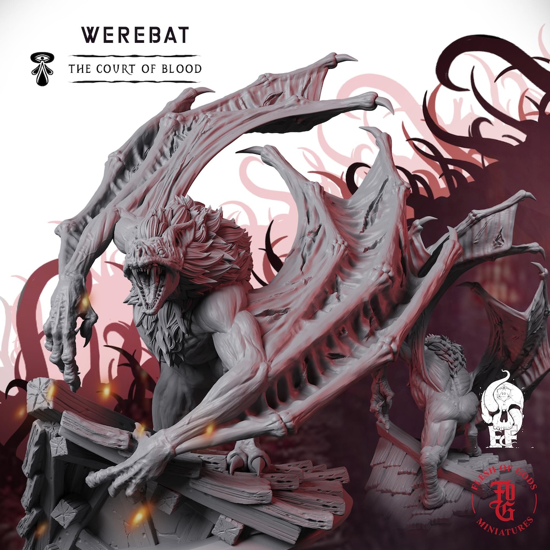Werebat | Fantasy Tabletop Miniature - 28MM - 54MM | Dungeons and ...