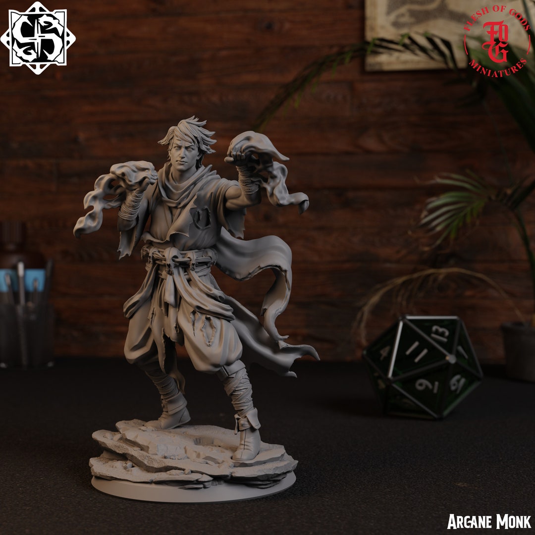Arcane Monk | Fantasy Tabletop Miniature - 28MM - 100MM | Dungeons and ...