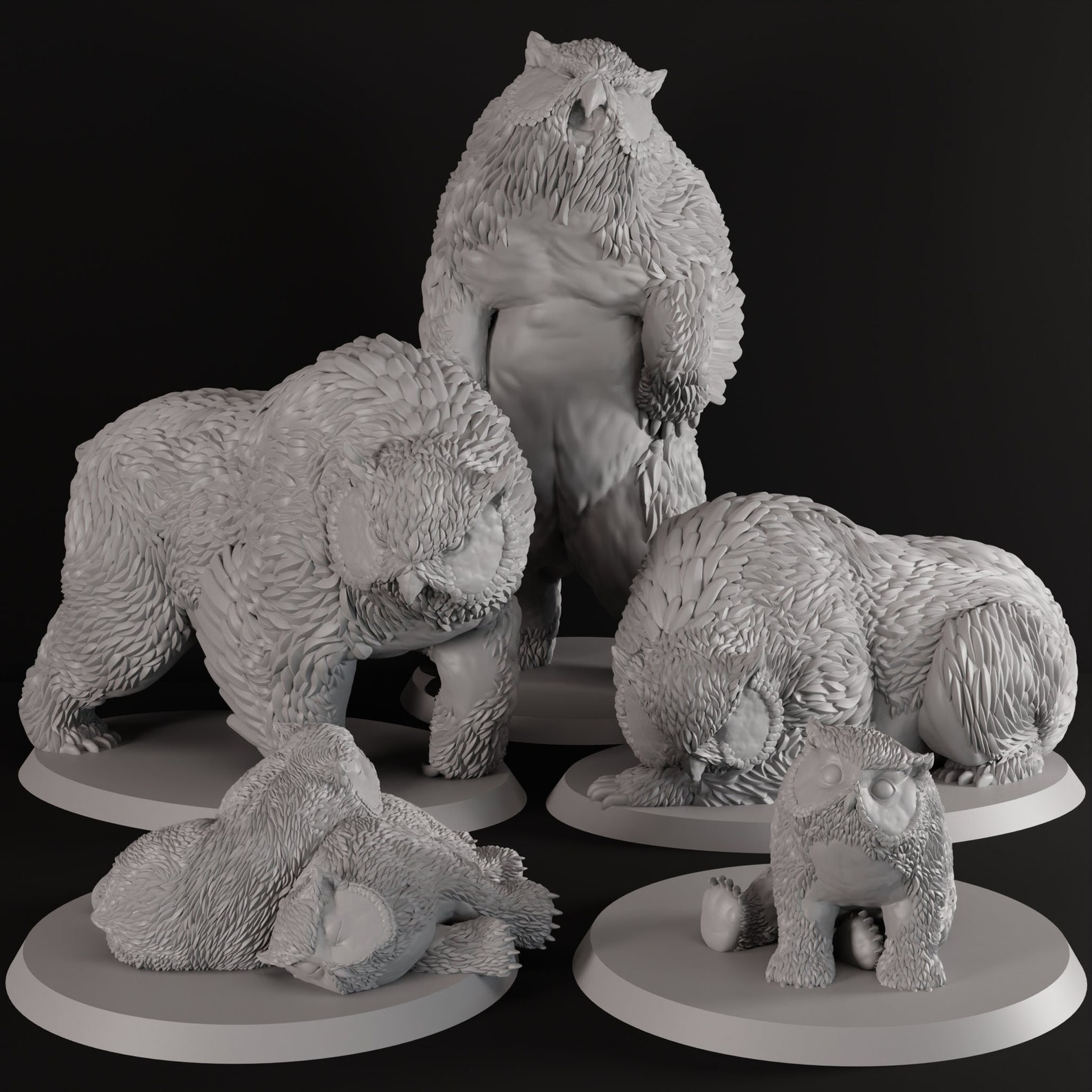 Owlbears 3D Printed Fantasy Tabletop Miniatures 28MM - Etsy