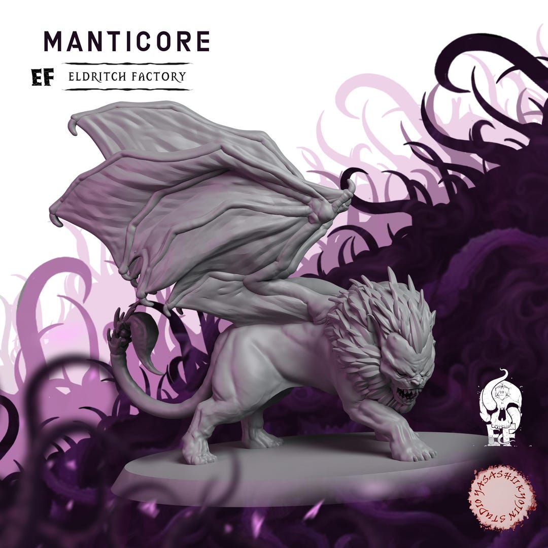 Manticore | 3D Printed Fantasy Tabletop Miniature - 28MM - 54MM ...