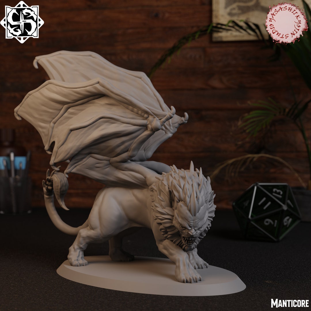 Manticore 3D Printed Fantasy Tabletop Miniature 28MM 54MM Dungeons and ...