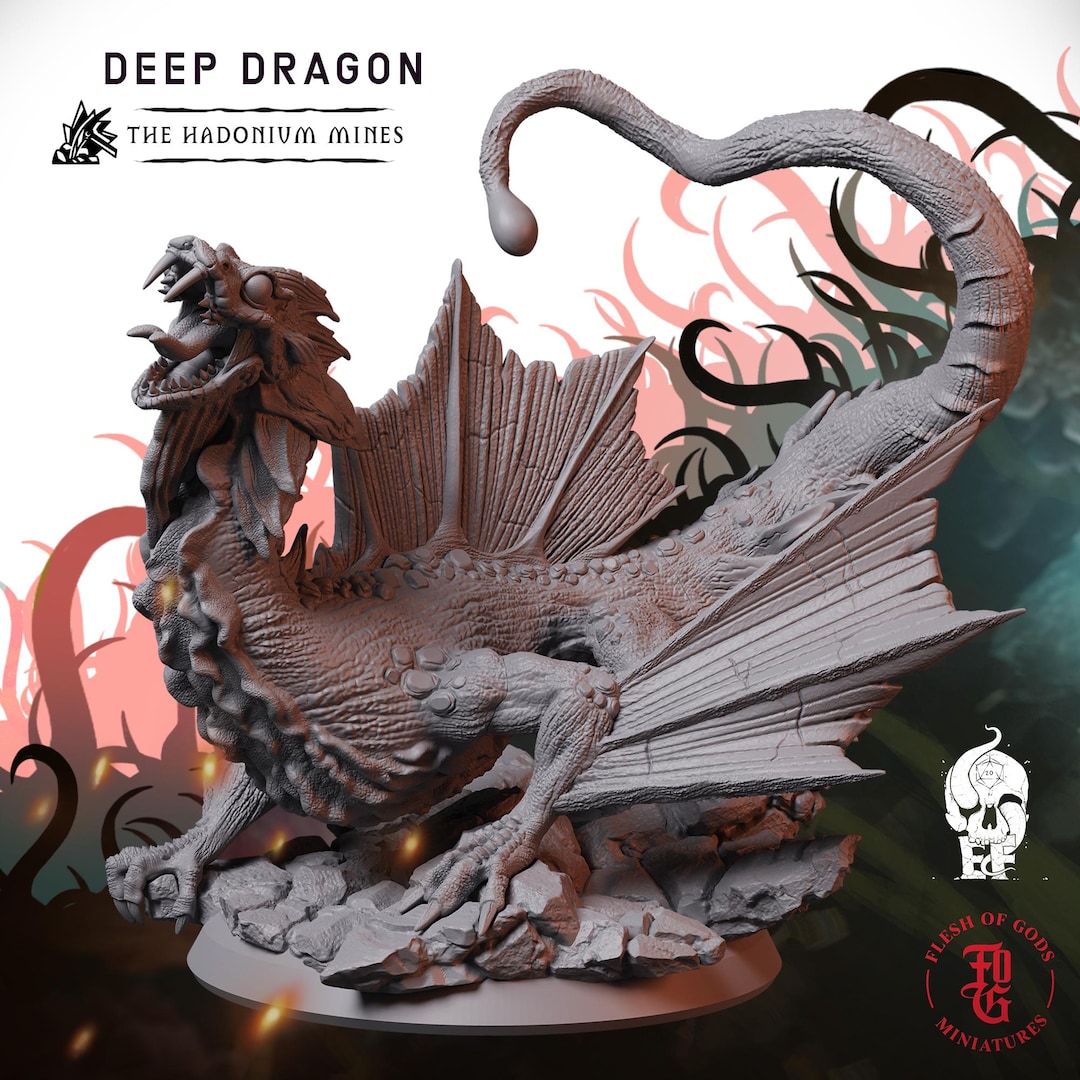 Deep Dragon | 3D Printed Fantasy Tabletop Miniature - 28MM - 54MM ...