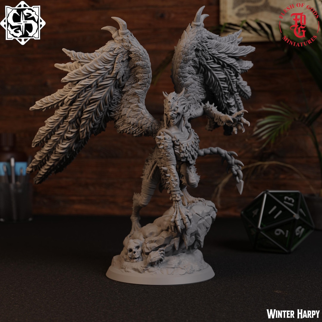 Winter Harpy | Fantasy Tabletop Miniature - 28MM - 100MM | Dungeons and ...