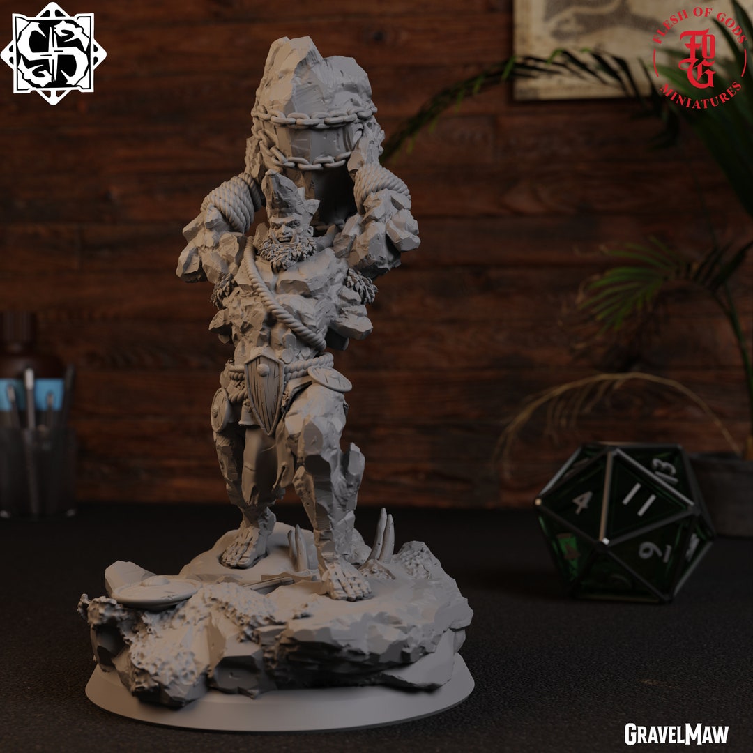 Gravelmaw Stone Giant 3D Printed Fantasy Tabletop Miniature 28MM 54MM ...