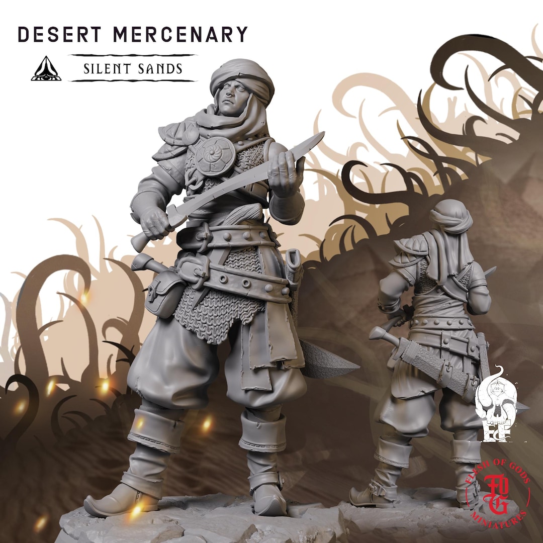 Desert Mercenary | Fantasy Tabletop Miniature - 28MM - 100MM | Dungeons ...