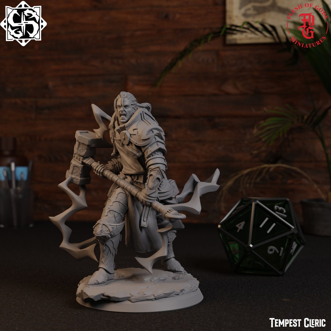 Tempest Cleric Fantasy Tabletop Miniature 28MM 100MM Dungeons and ...