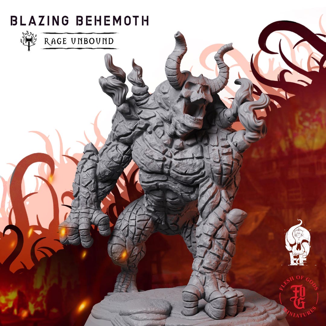 Blazing Behemoth | Fantasy Tabletop Miniature - 28MM - 54MM | Dungeons ...