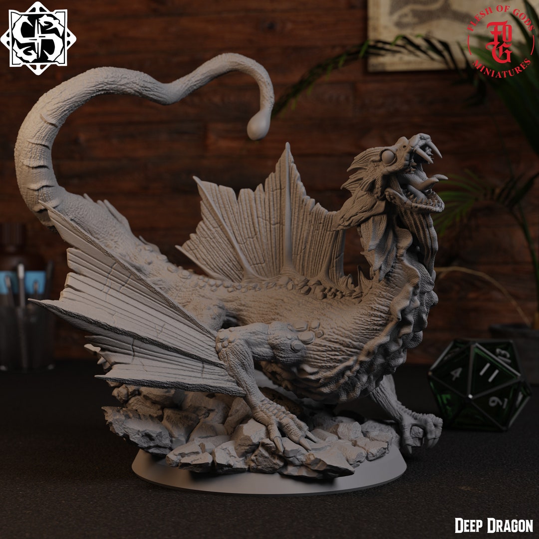 Deep Dragon | 3D Printed Fantasy Tabletop Miniature - 28MM - 54MM ...
