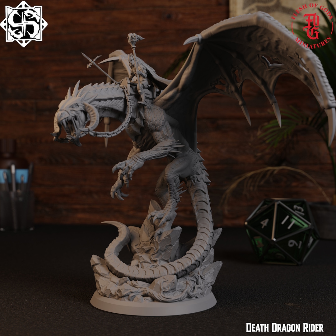 Death Dragon Rider | 3D Printed Fantasy Tabletop Miniature - 28MM ...
