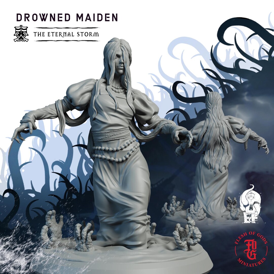 Drowned Maiden | Fantasy Tabletop Miniature - 28MM - 100MM | Dungeons ...