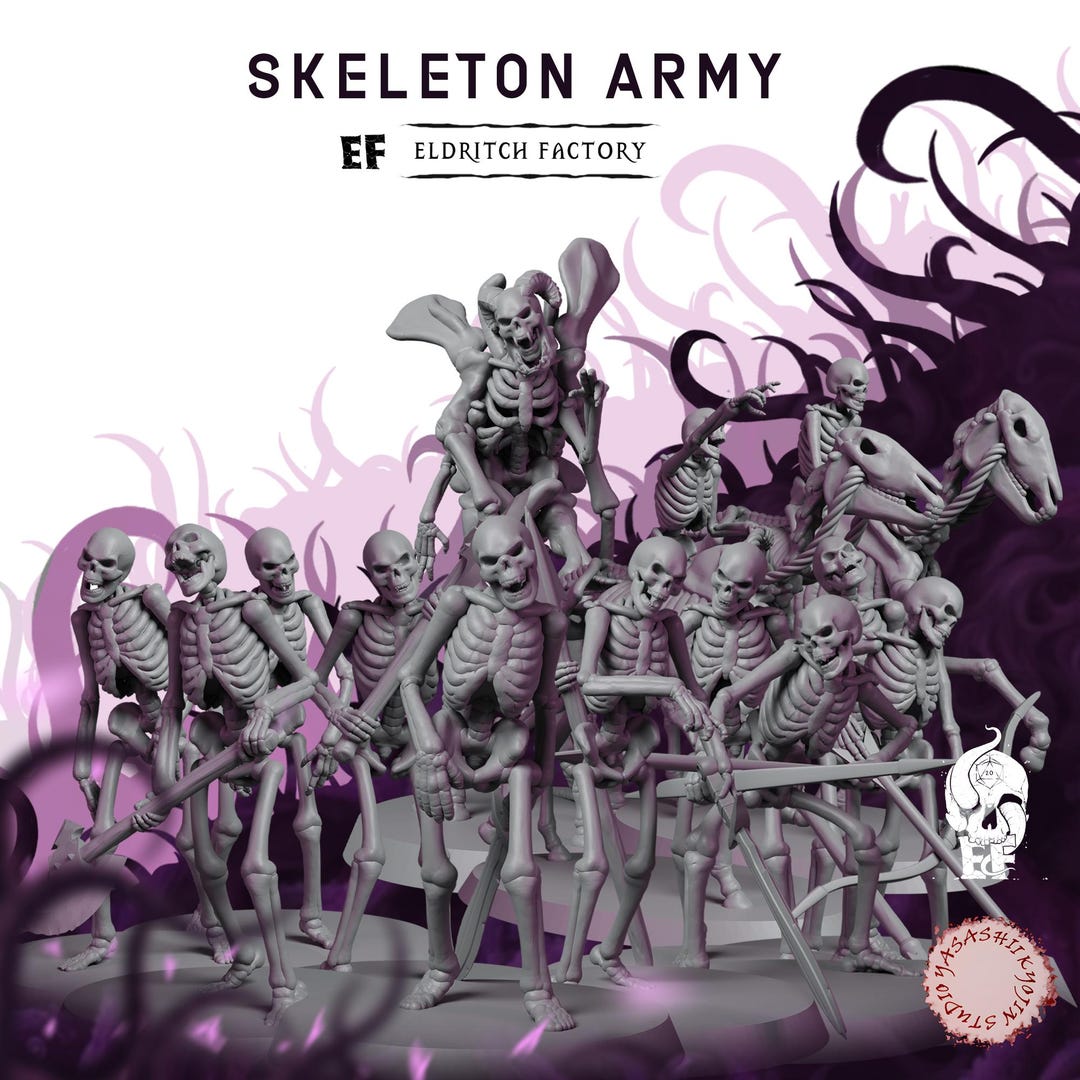 Skeleton Horde | 3D Printed Fantasy Tabletop Miniatures - 28MM - 100MM ...