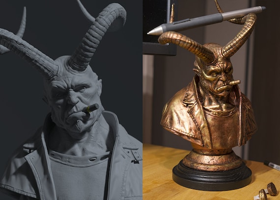 Hellboy Painted Figure High Detailed Model Copper Metal - Etsy