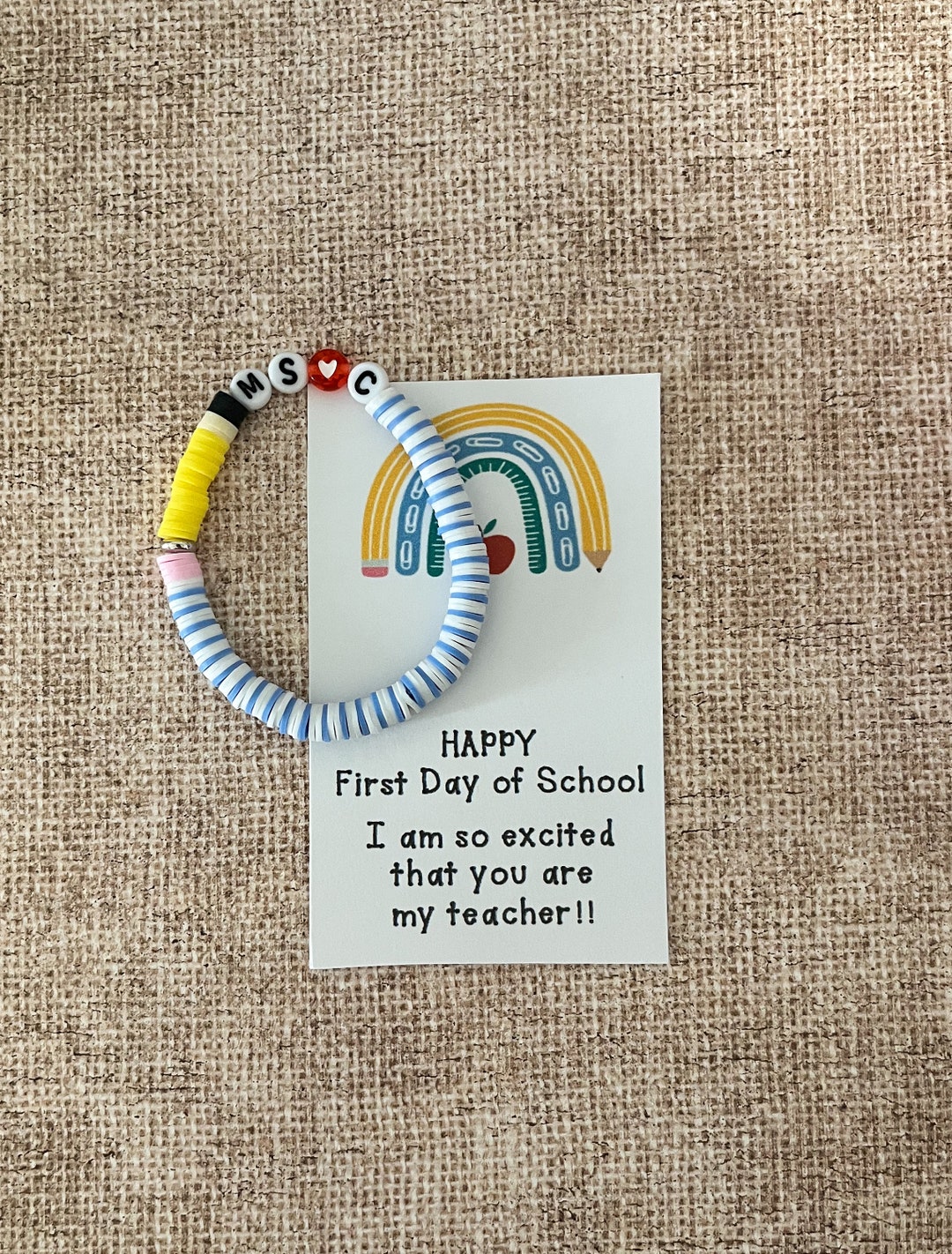 School Teacher Bracelet | Teacher Gift | Teach Pencil & Notebook ...
