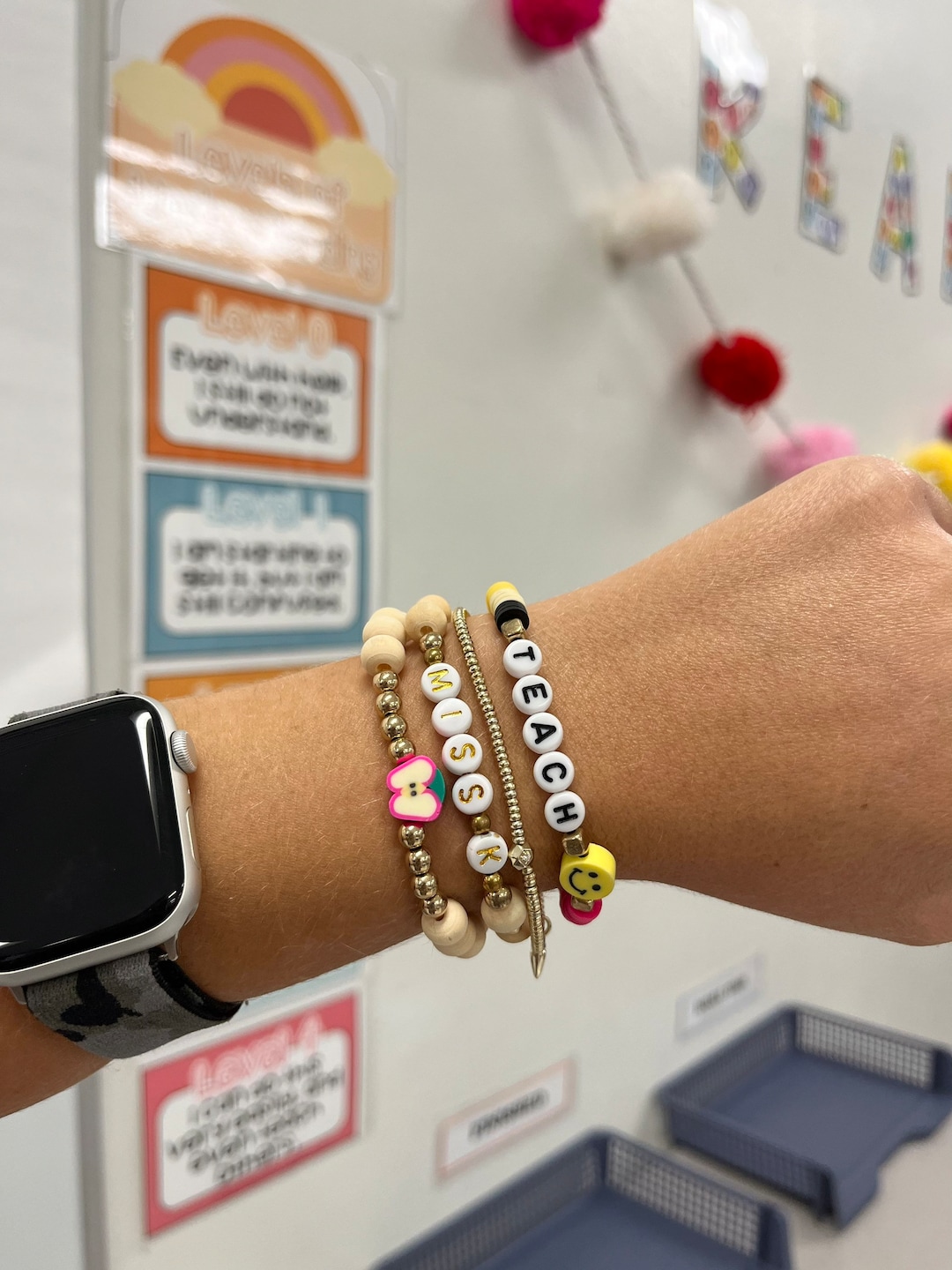 School Teacher Bracelet | Teacher Gift | Teach Pencil Bracelet ...