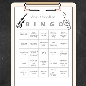 Violin Practice Bingo, Printable Practice Log, Violin Teacher Resource ...